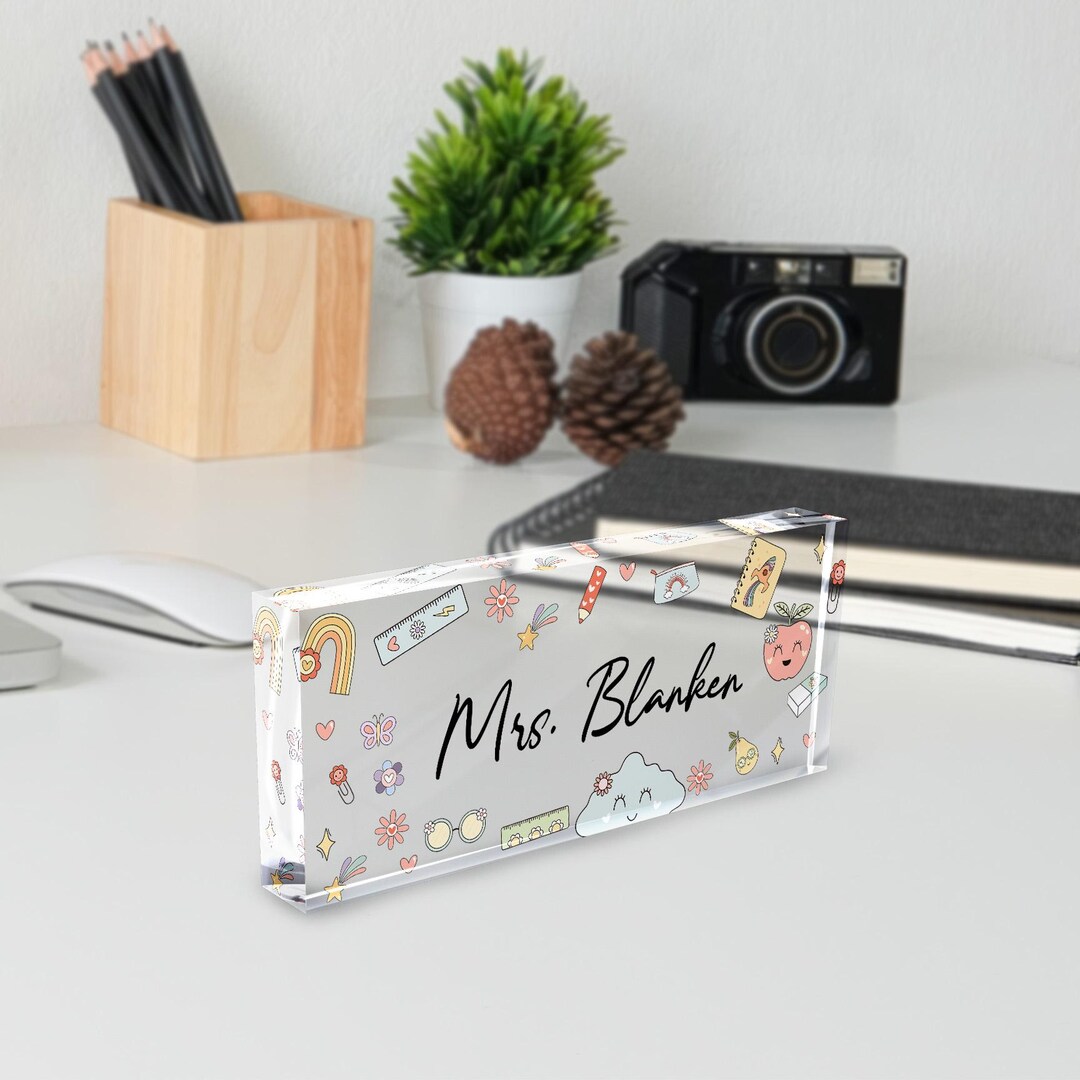 Desk Plaque, Acrylic Name Plate for Desk, Teacher Name Plate ...