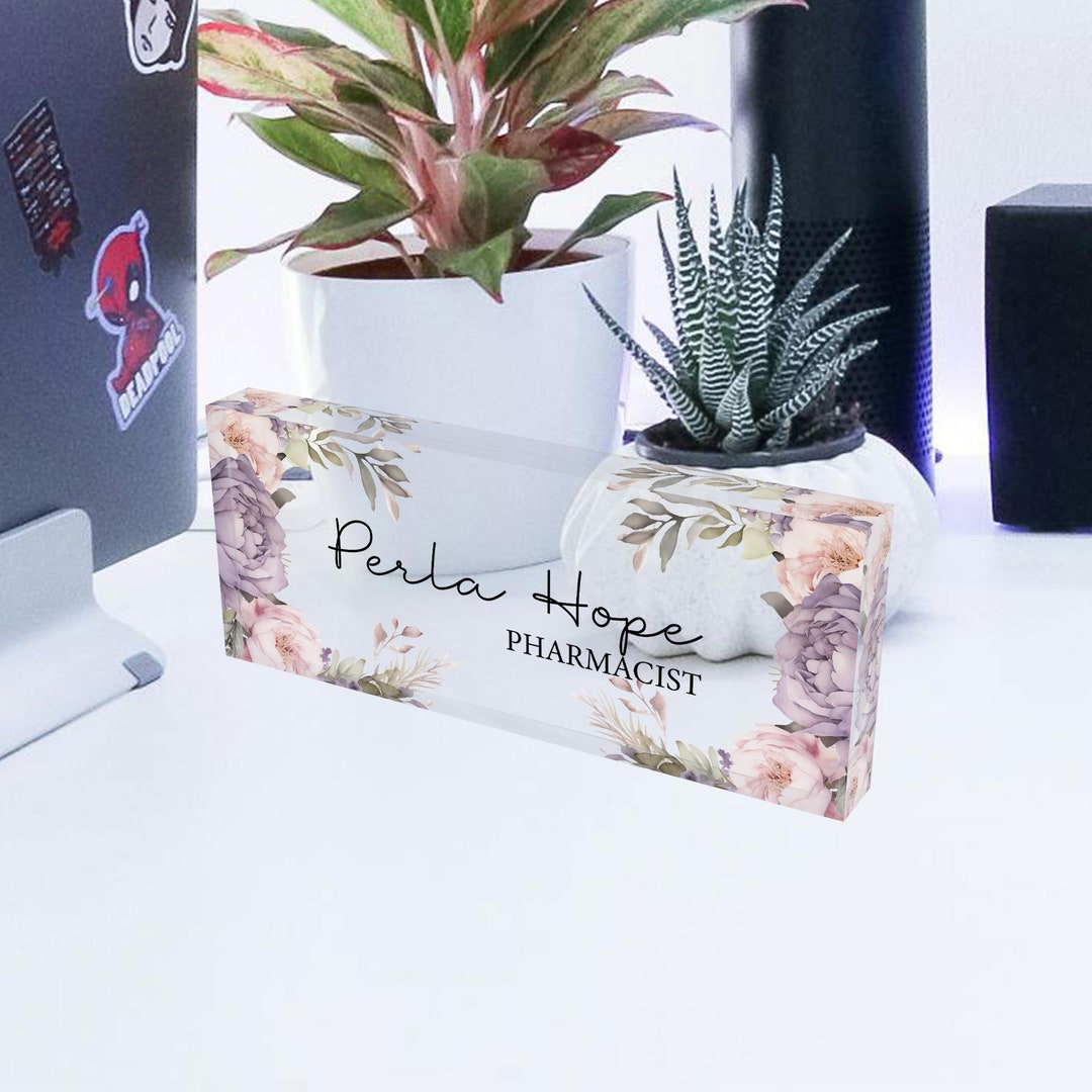Personalized Name Plate for Desk, Clear Acrylic Glass Name Plate ...