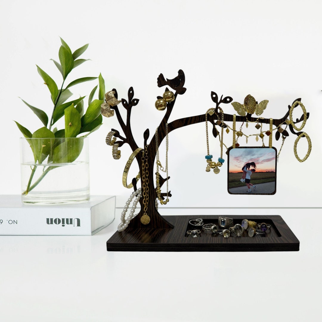 Mirrored Jewelry Stand: Elegant Gold or Silver Finish (10.63 X 9.25 ...