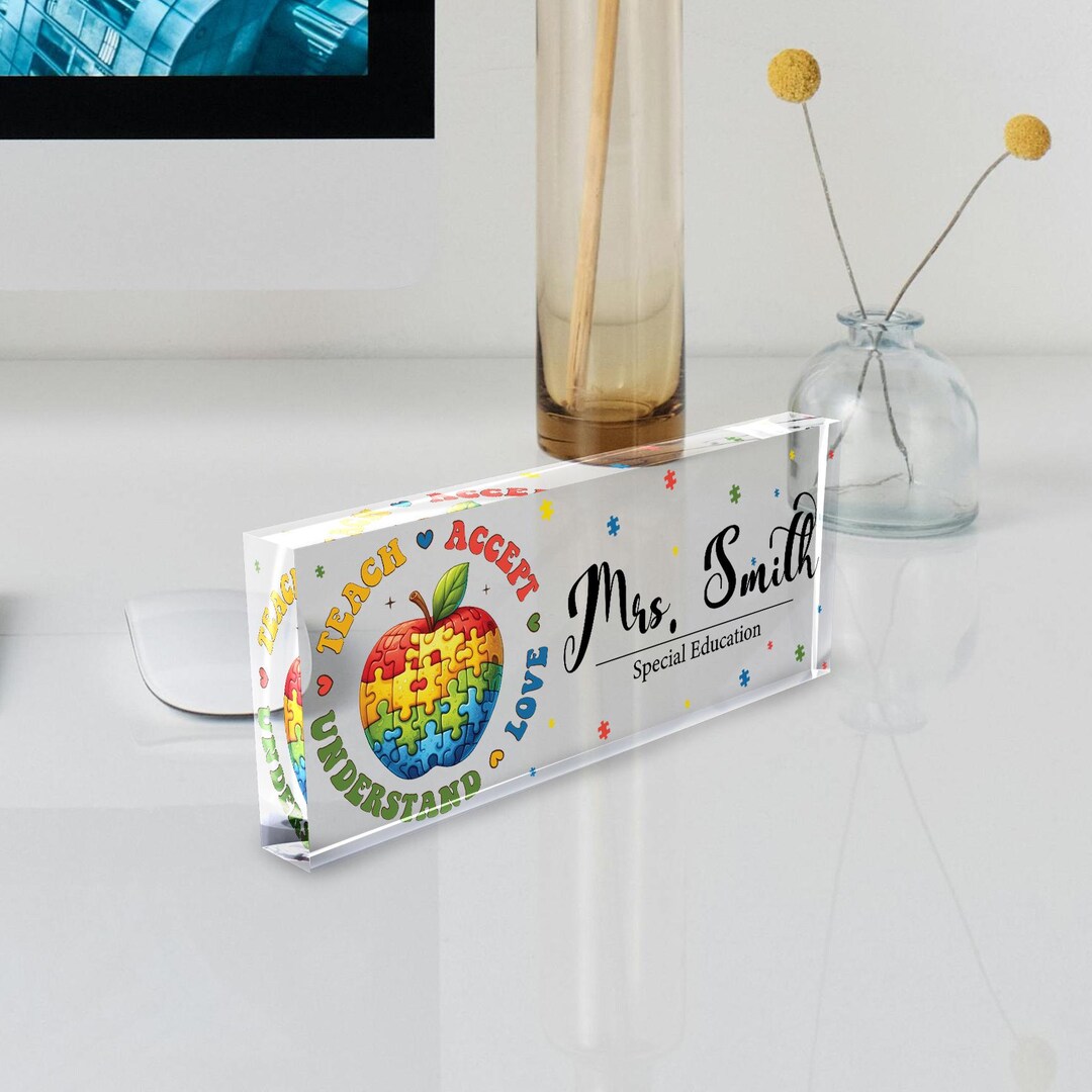 SPED Teacher Gifts, Teacher Desk Name Plate Plaque, Autism Teacher Sign ...