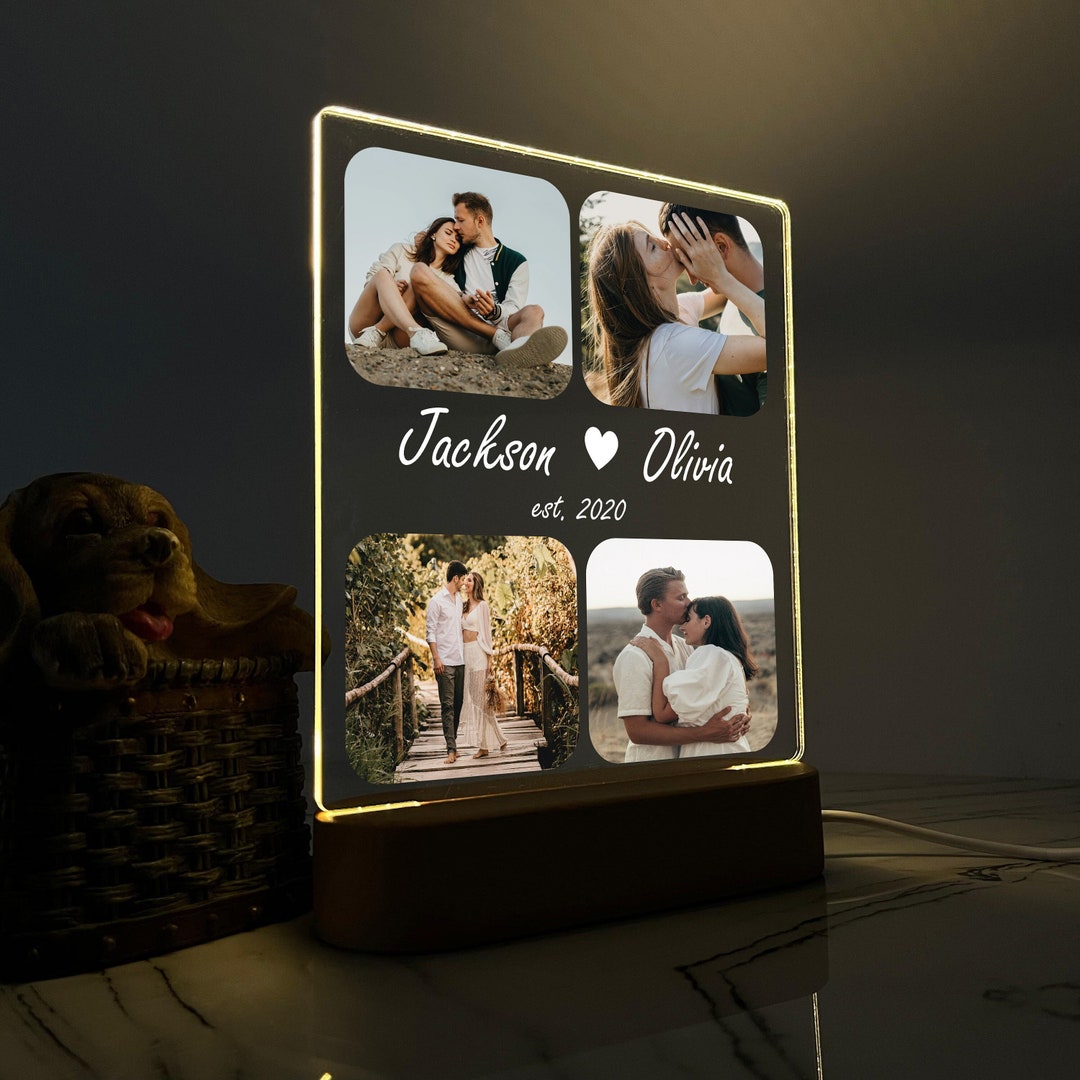 Personalized Lovers Photo Frame Night Light - Custom Photos Acrylic LED ...