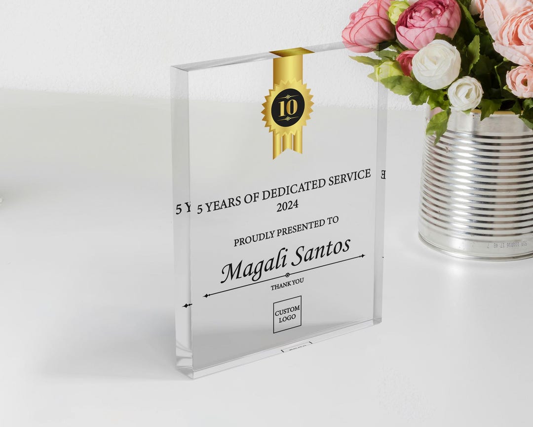 Personalized Acrylic Employee Service Award – 10 Years of Service ...