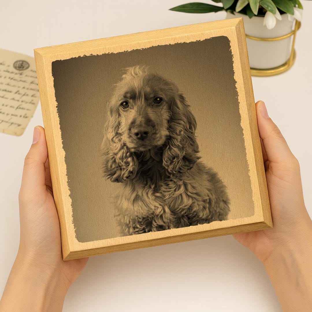 Personalized Dog Memorial Wood Frame, Memorial Pet With Art Photo, Dog ...