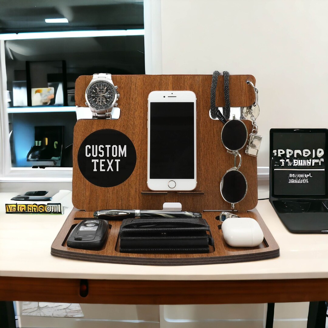 Father's Day Gift Personalized Docking Station Wooden Desk Organizer ...