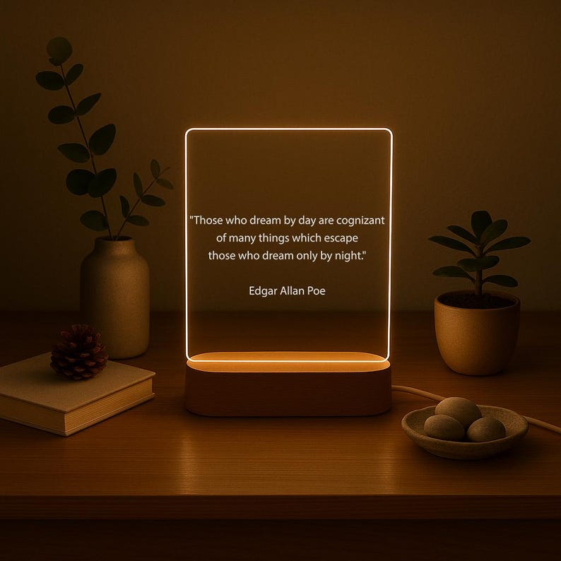 Custom Quote Print - Motivational Saying With LED Stand - Personalized ...