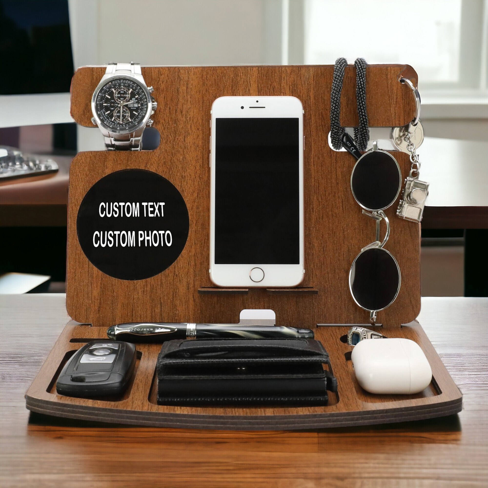 Personalised Wooden Docking Station With Neat Storage Solutions for ...