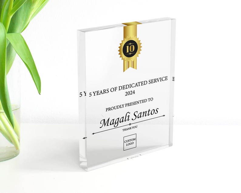 Personalized Acrylic Employee Service Award – 10 Years of Service ...