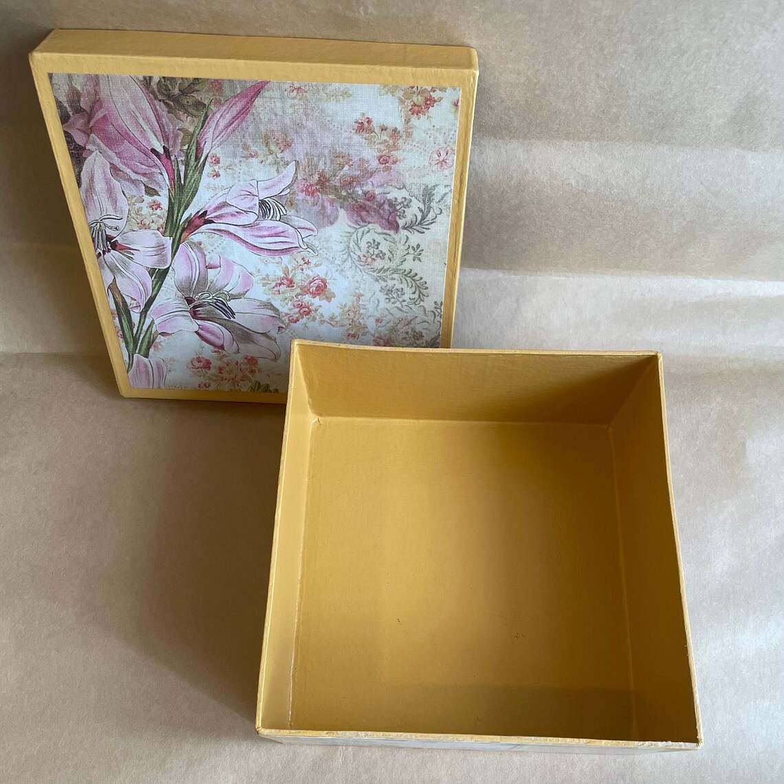 Unique Handmade Paper Mache Storage Box, Square Decorative Keepsake for ...