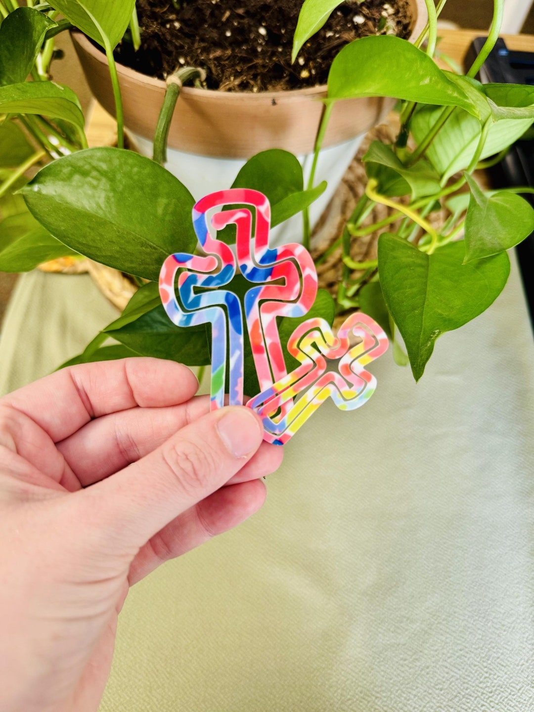 Preppy Abstract Colorful Acrylic Cross Paperclip Bookmark - Etsy