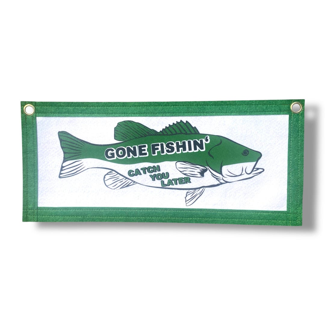 Gone Fishing Felt Banner – Rustic Cabin, Lake House, Boathouse, Fishing ...
