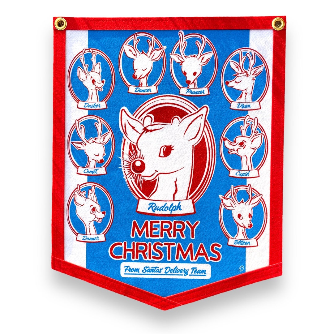 Merry Christmas Reindeer Banner - Christmas Banner - Rudolph - Etsy