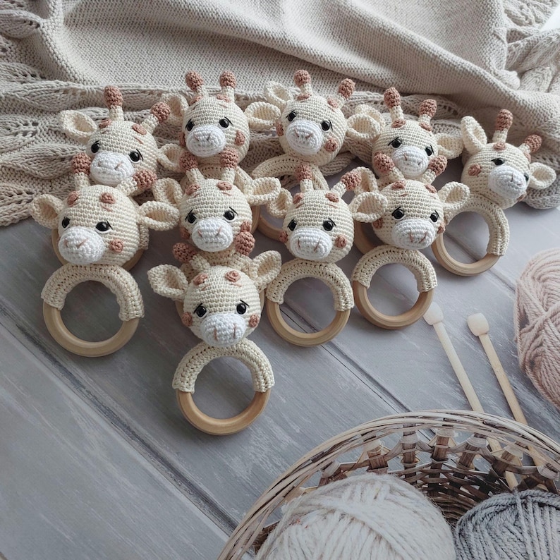 Crochet Giraffe Rattle, Organic Baby Toy - Etsy UK