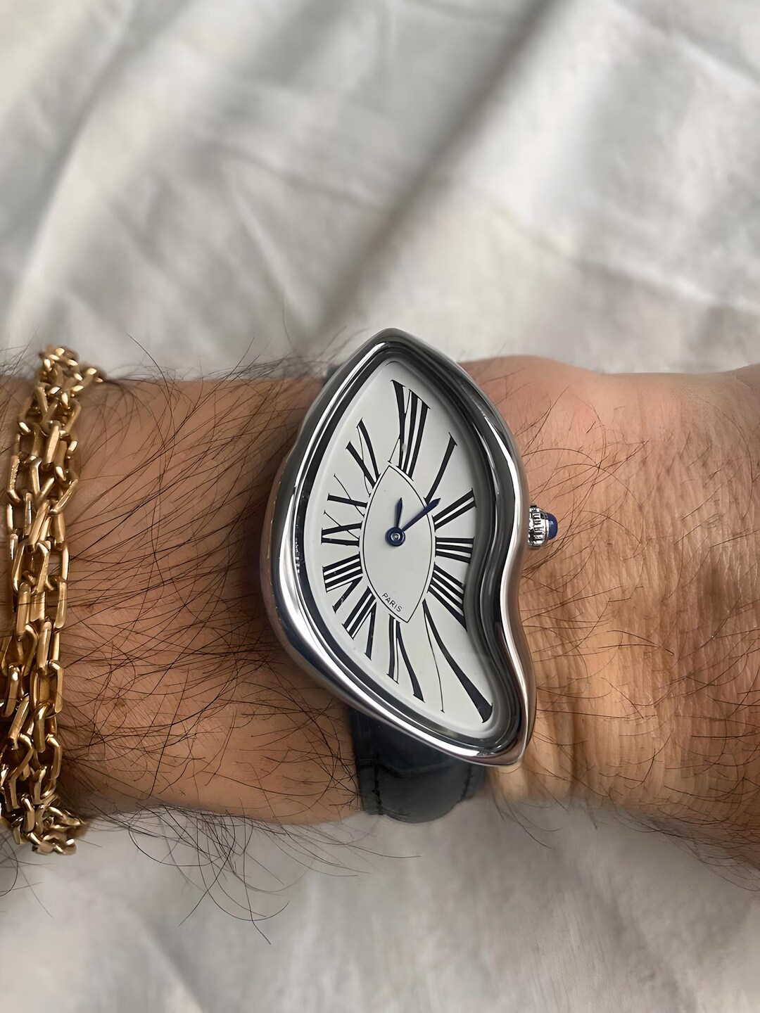 Vintage Melting Watch, Men Silver Watch, Dali Watch, Crash Watch ...