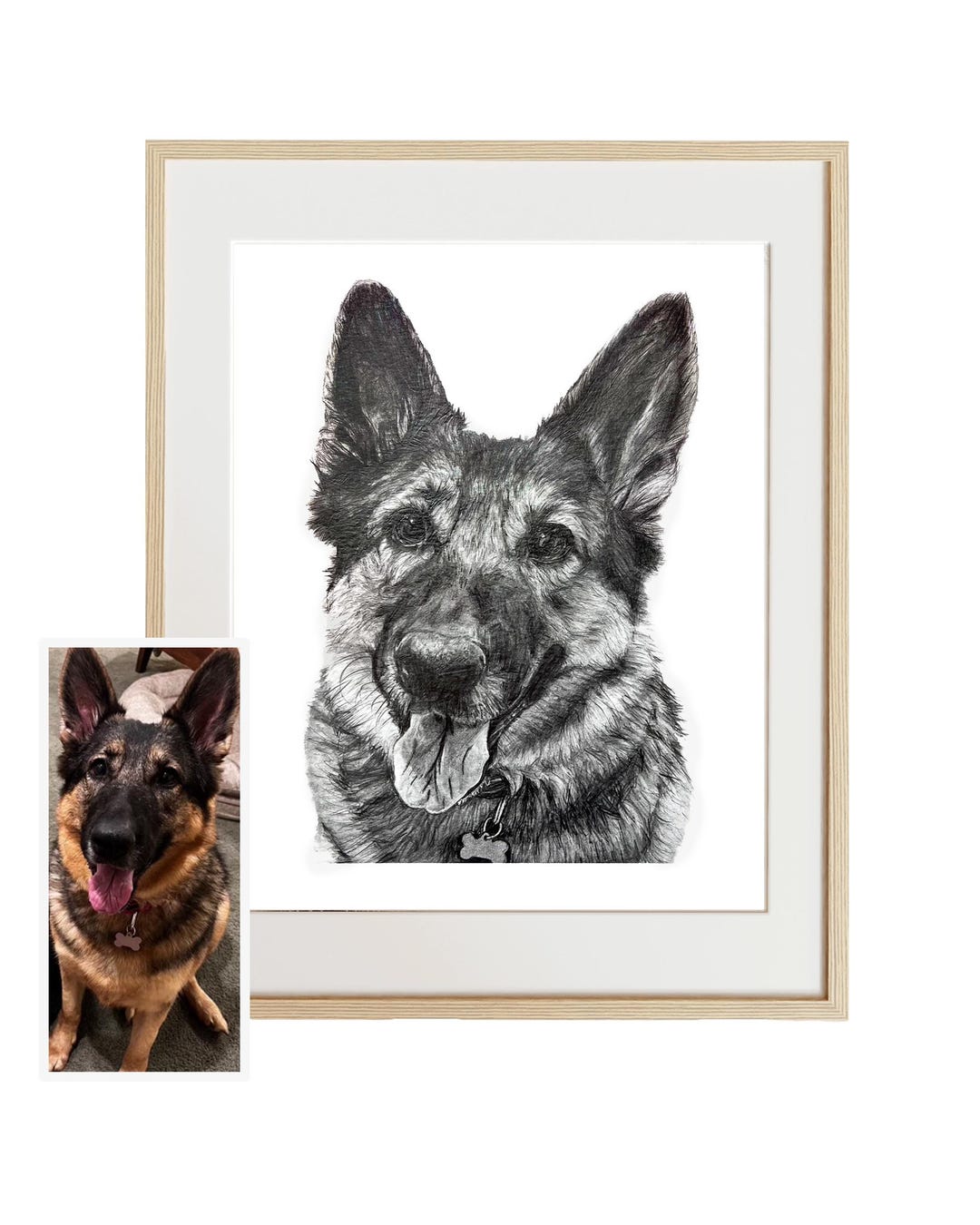 Custom, Hand-drawn Portraits From Photo of Your Love Ones or Pets ...