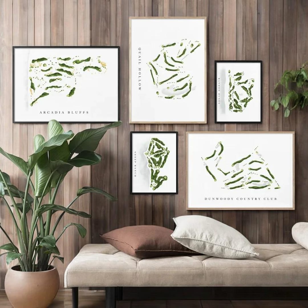 Golf Course Map Wall Art Set Prints for Home Decor Minimalist Golf Gift ...