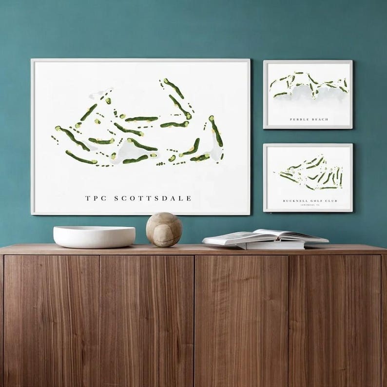 Golf Course Map Wall Art Set Prints for Home Decor Minimalist Golf Gift ...