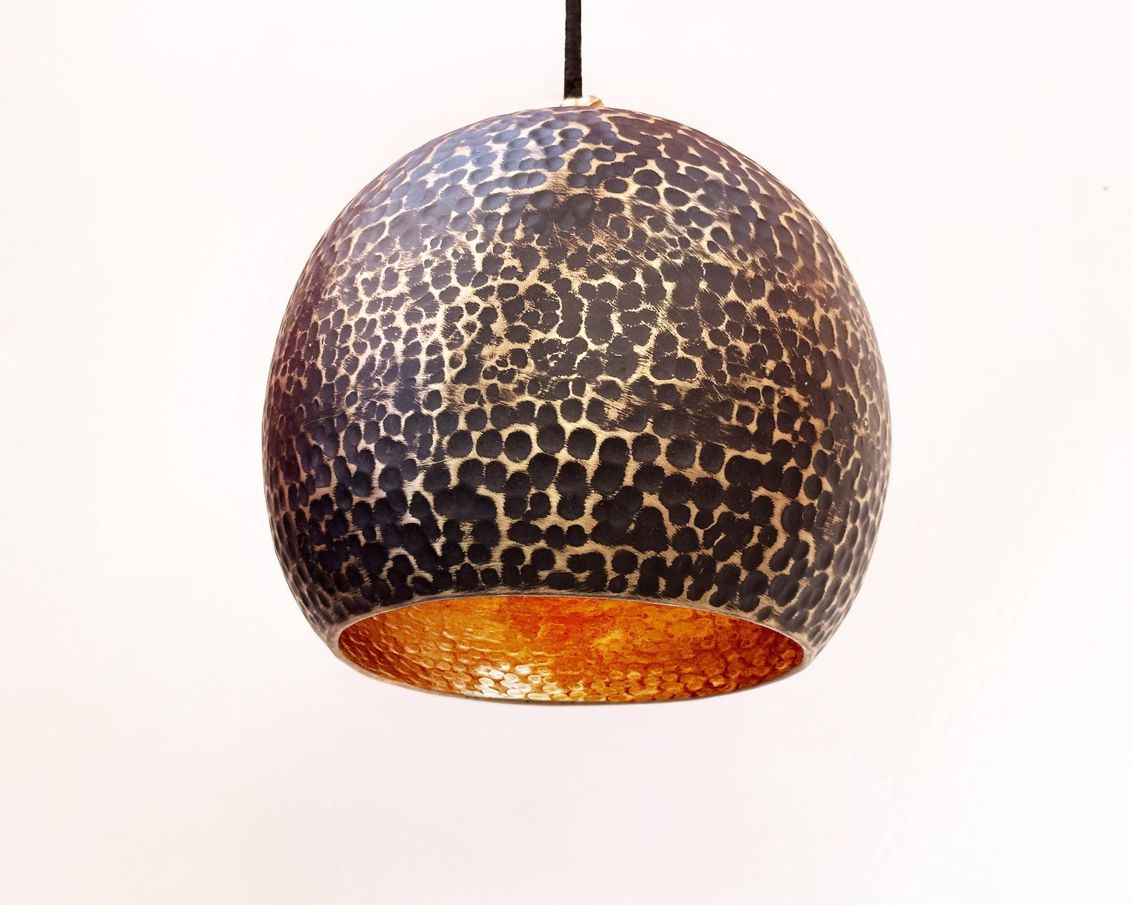 Patina Brass Ceiling Light, Hammered Oxidized Farmhouse Pendant Light ...