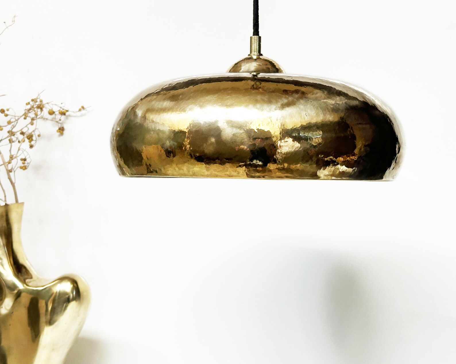 Hammered Brass Pendant Light, Solid Brass Pendant Light Fixture ...