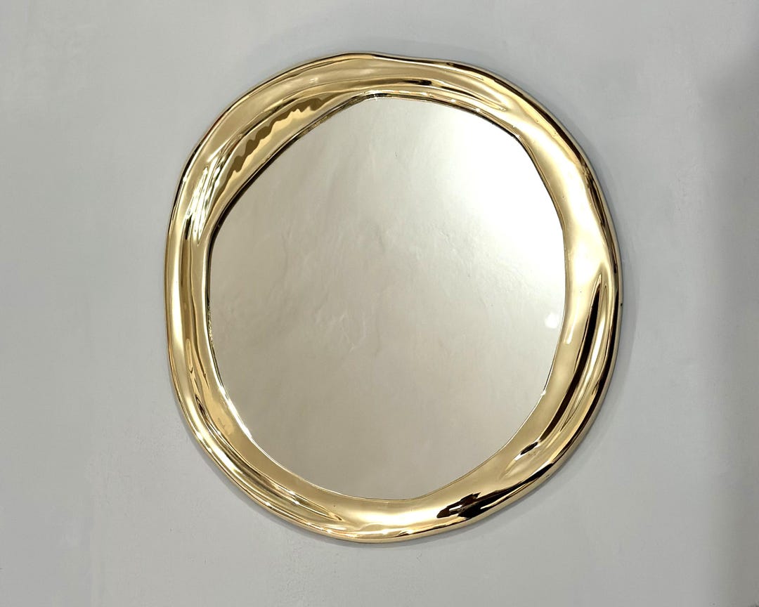 Solid Brass Wall Mirror, Unlacquered Brass Wall Mirror, Round Hanging ...