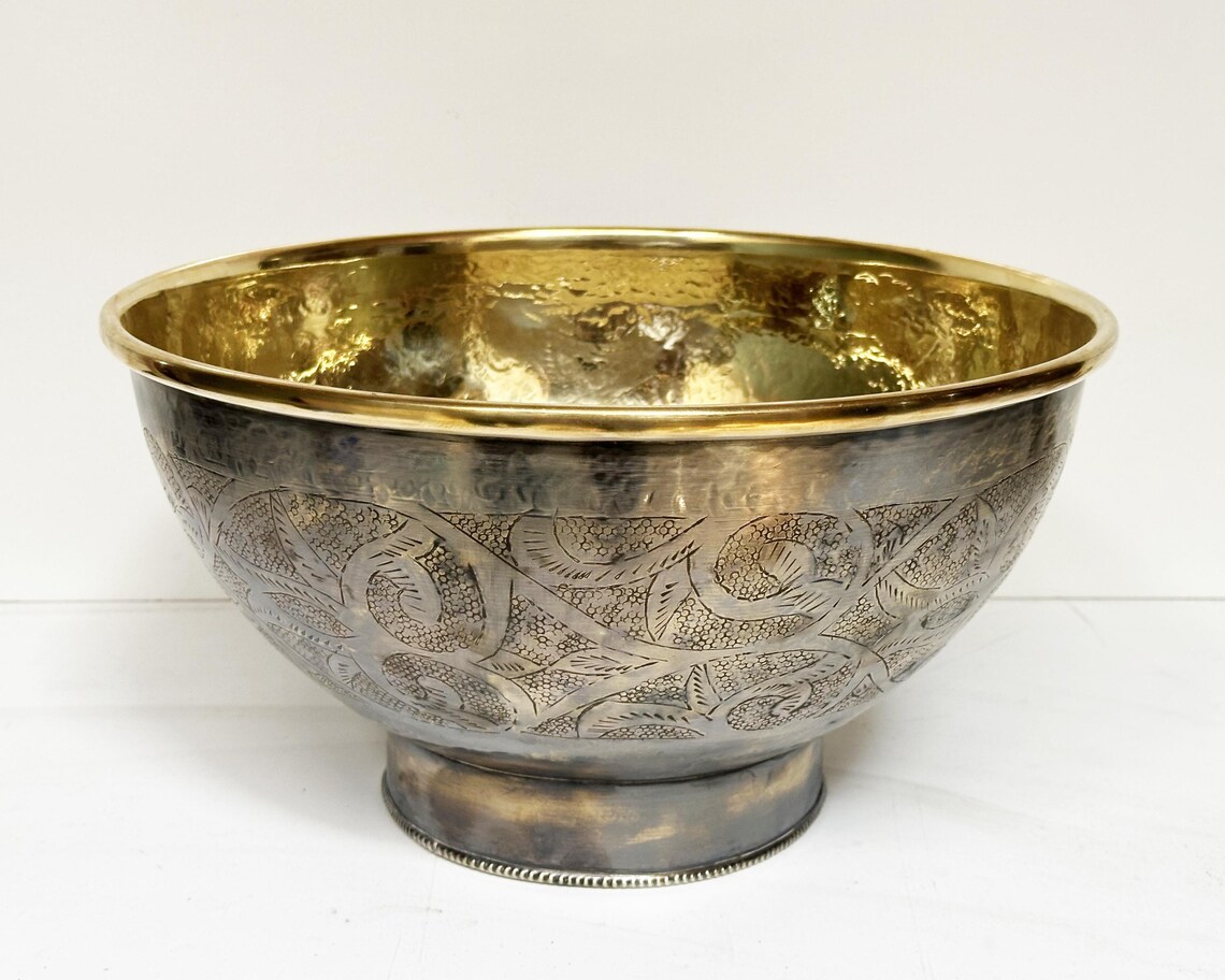 Engraved Brass Bathroom Vessel Sink, Round Aged Brass Vessel Sink ...