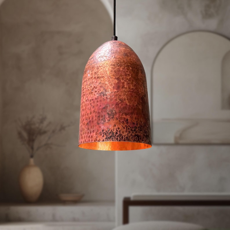Solid Copper Farmhouse Light Fixture, Handmade Copper Ceiling Light ...