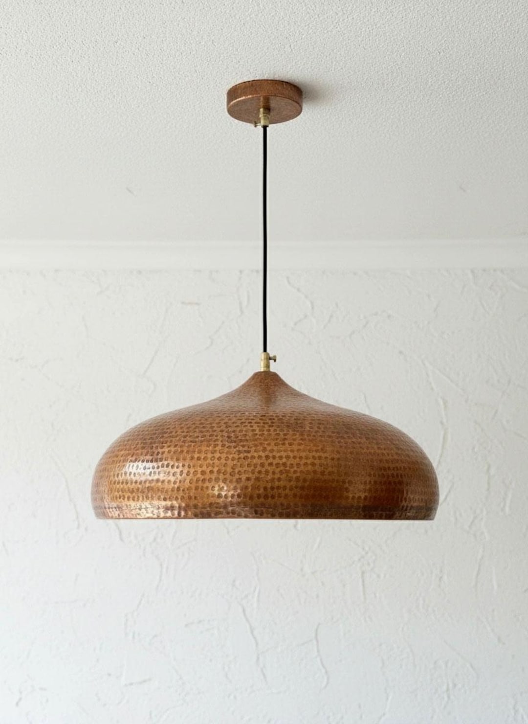 Hammered Copper Pendant Light – Solid Copper Dome Ceiling Lamp Kitchen ...