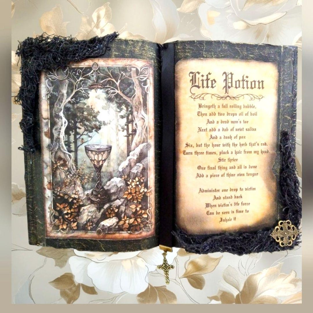 LIFE POTION FANTASY Spell Book Decor White Witch Prop - Etsy