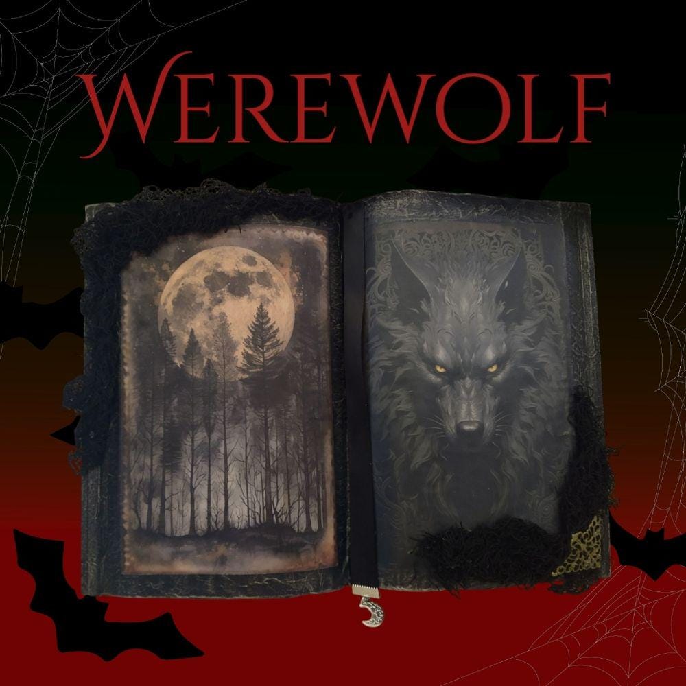 The Full Moon Wolf Werewolf FANTASY Spell Book Renaissance Faire Stage ...