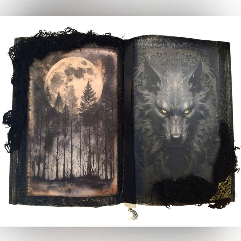The Full Moon Wolf Werewolf FANTASY Spell Book Renaissance Faire Stage ...