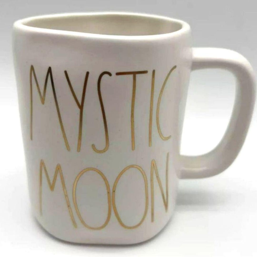 Rae Dunn 2-sided Matte White Gold Lettering MYSTIC MOON Mug - Etsy