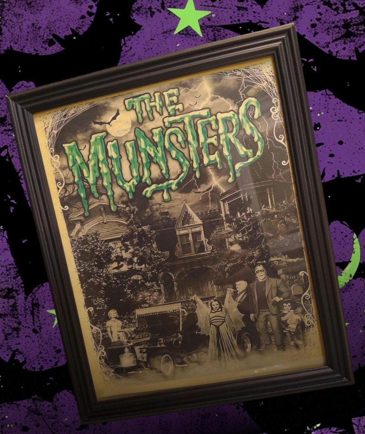 THE MUNSTERS TV Show Poster Print Halloween Decor 8x10 With Black Frame ...