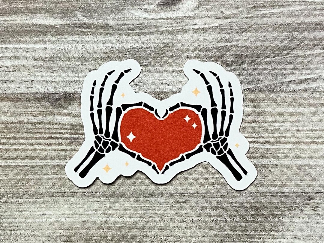 Skeleton Heart Hands Sticker - Etsy