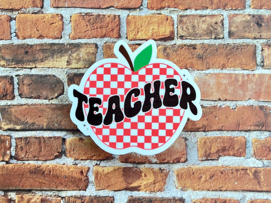 Teacher Sticker, Retro Apple Teacher Sticker, Retro Teacher Sticker ...