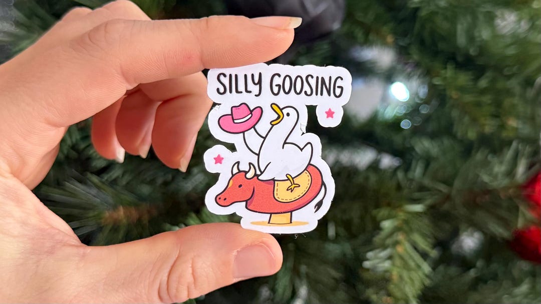Silly Goosing Sticker • Funny Goose Cowboy Decal • Mechanical Bull ...