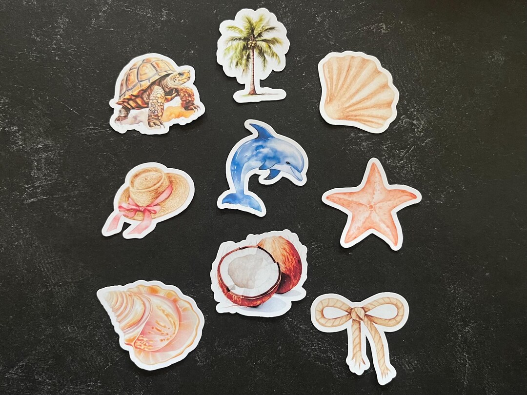 Coquette Costal Beach Sticker Pack - Beachy & Chic Set 2 Inch Stickers ...
