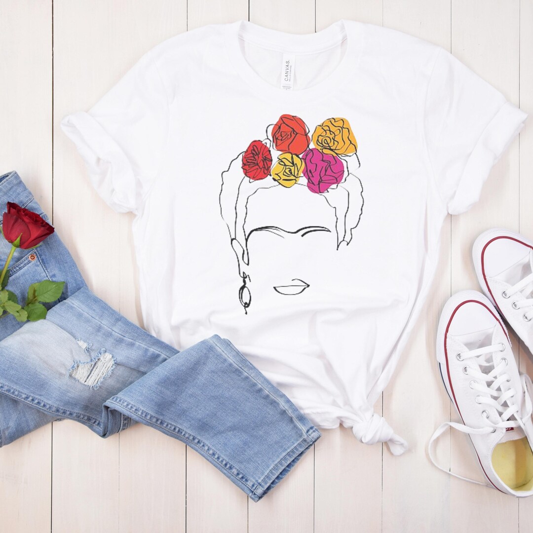 Floral Frida Kahlo Inspired Shirt Feminist Graphic Tee Mexican Artist ...