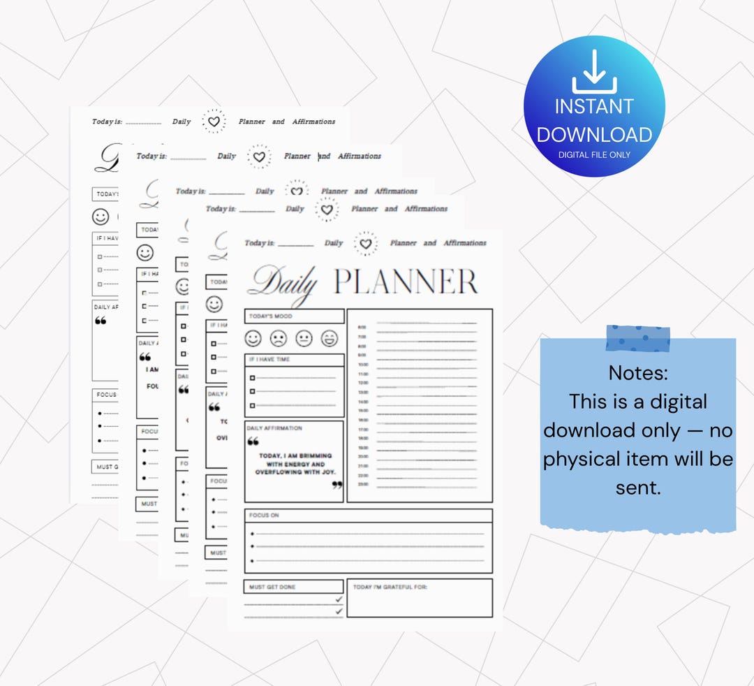 Digital Daily Planner PDF,150 Pages With Unique Positive Affirmations ...