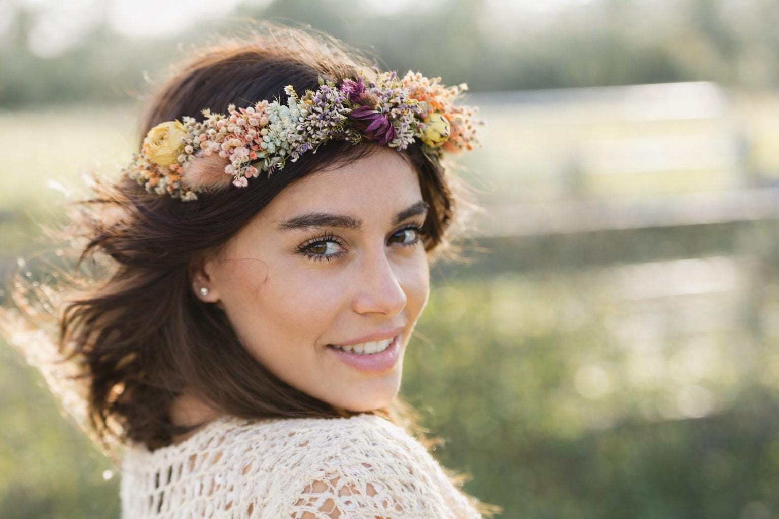 Rustic Dried Flower Crown – Boho Bridal Floral Headpiece - Etsy