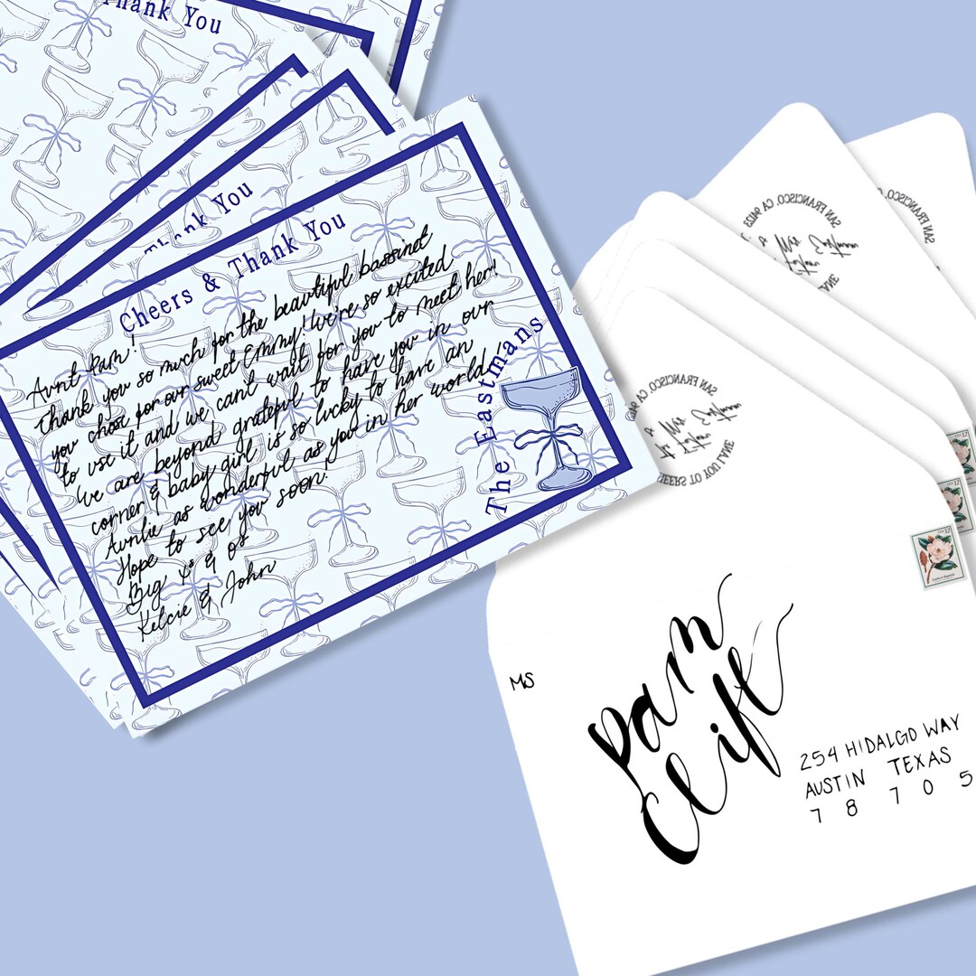 Handwritten Thank You Notes, Personalized Stationery Custom Cards for ...