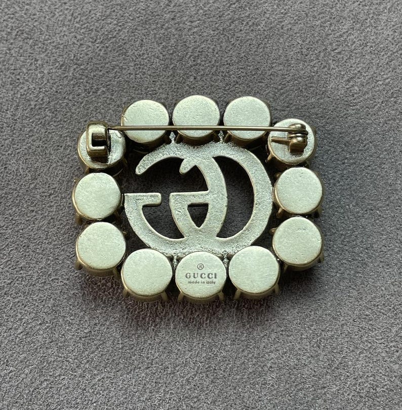 Gucci Gold Tone With Pearls Vintage Brooch Pin Gift Art Jewelry Wedding ...