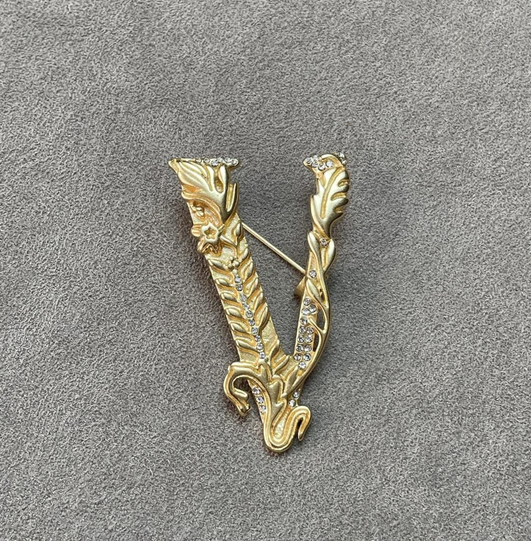 Authentic Versace Gold Tone With Stones Vintage Brooch Pin Gift Art ...