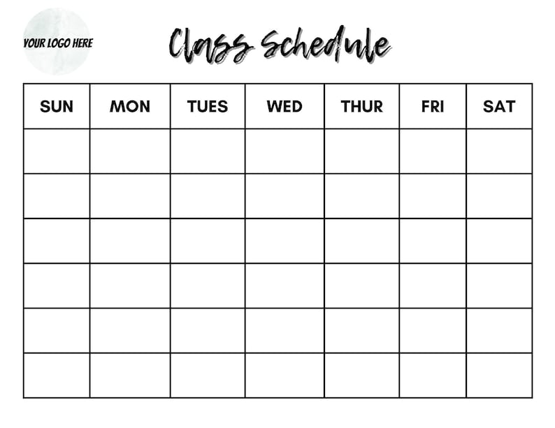 Weekly Class Schedule Template - Etsy