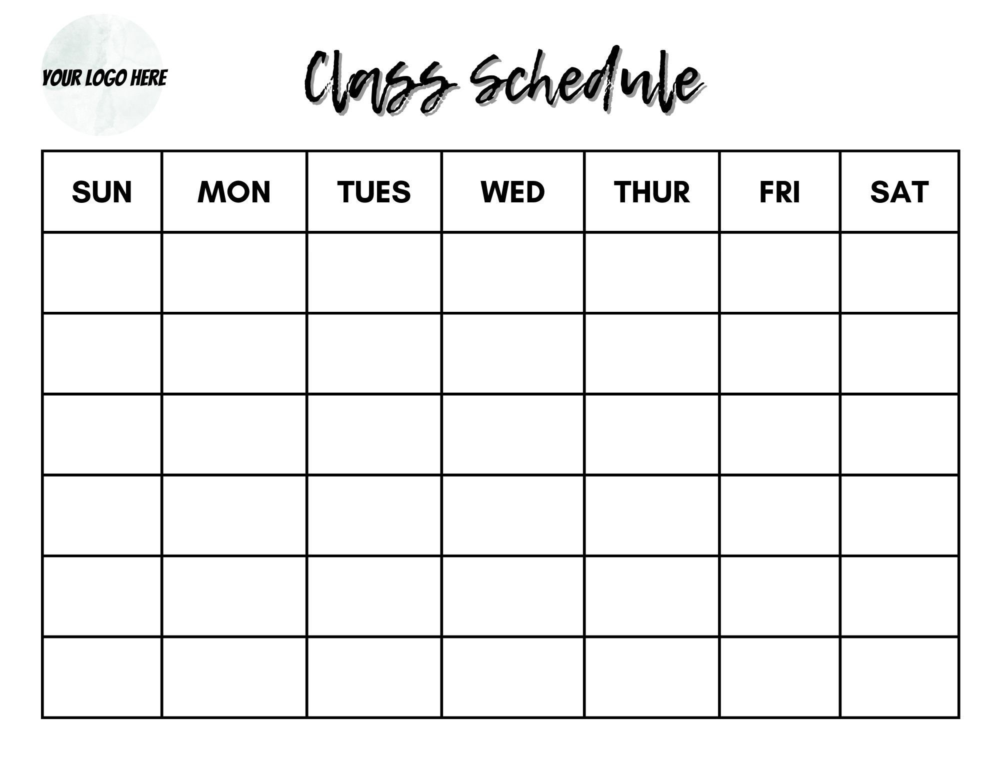 Weekly Class Schedule Template - Etsy
