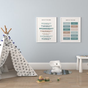 Days of the Week Printable Educational Poster Months of the Year ...