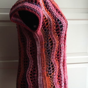 Crochet Wave Sweater Pink Medium Large - Etsy