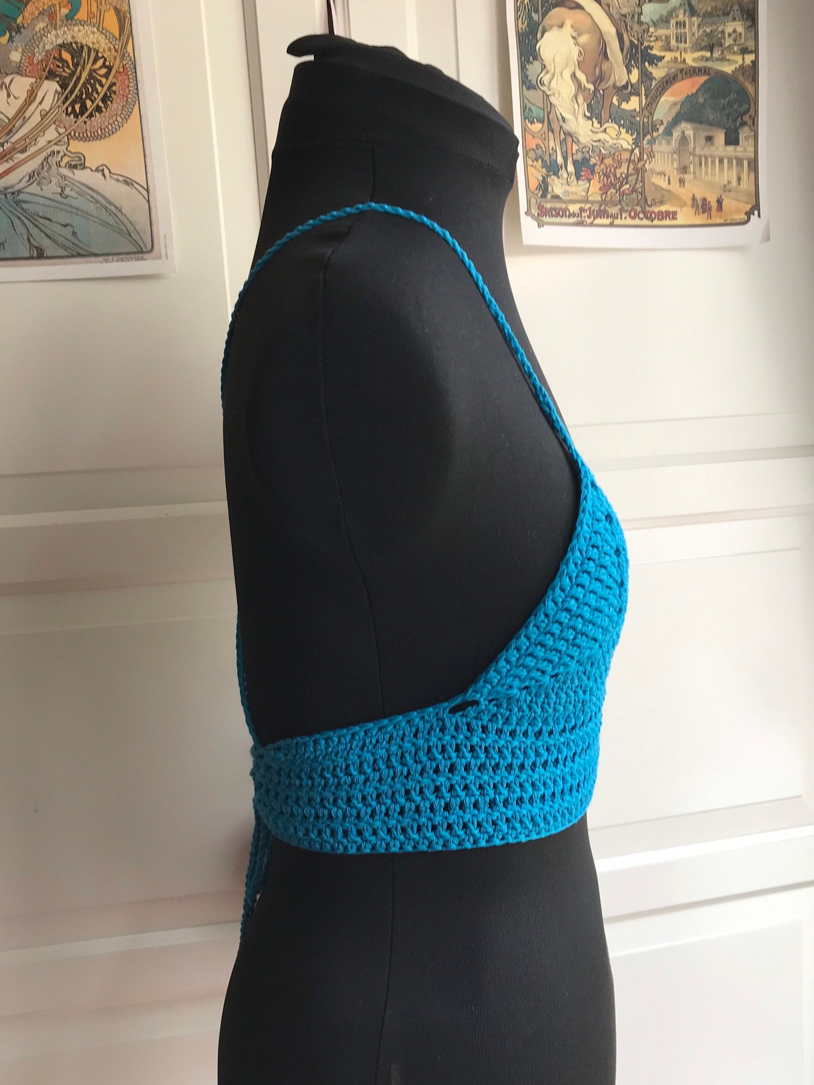 Blue Bikini Crop Top Bralette Sun Top Crochet Festival Small - Etsy