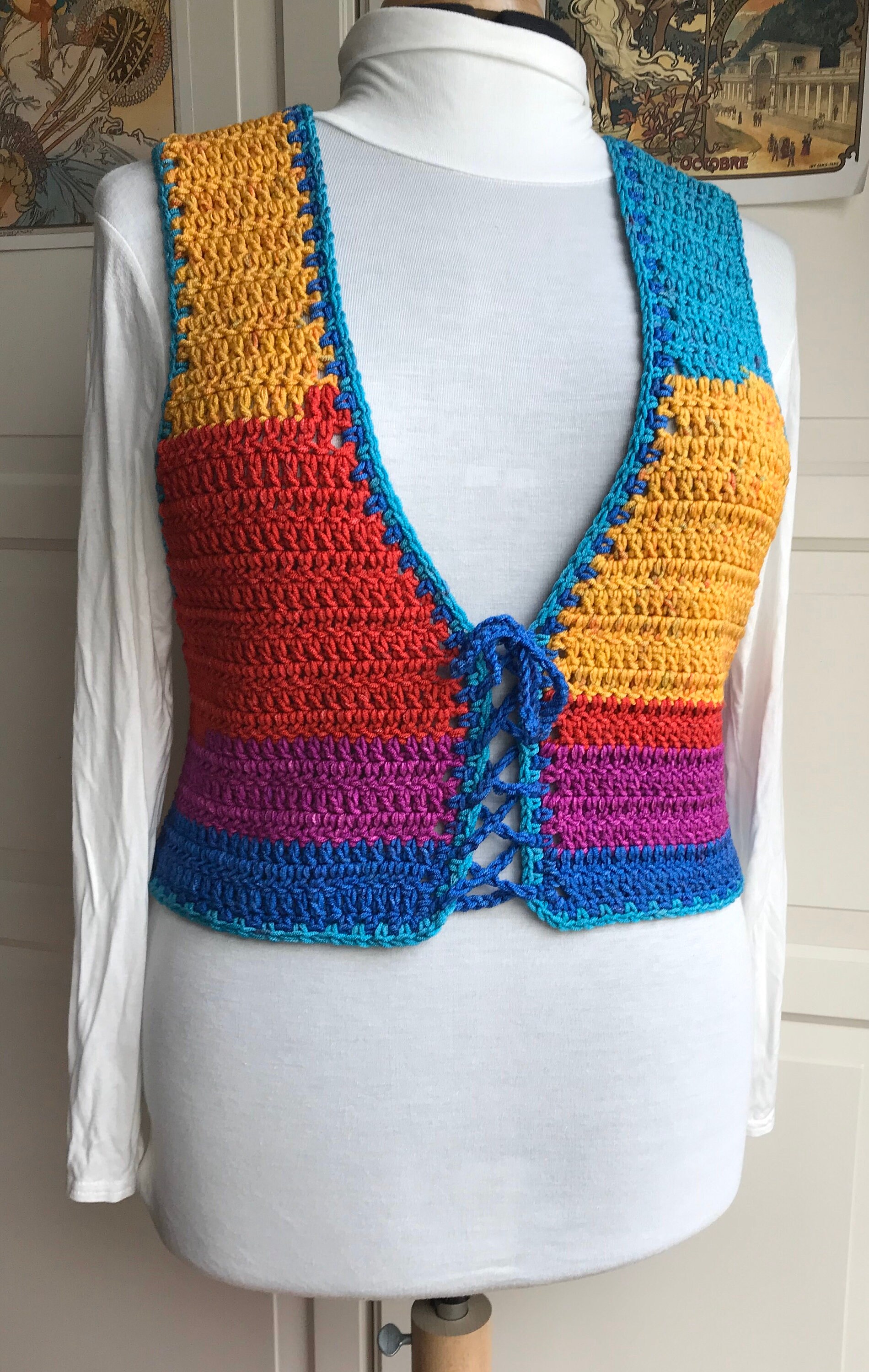 Mandala Dreamcatcher Vest Jacket Top Crochet Rainbow Large - Etsy