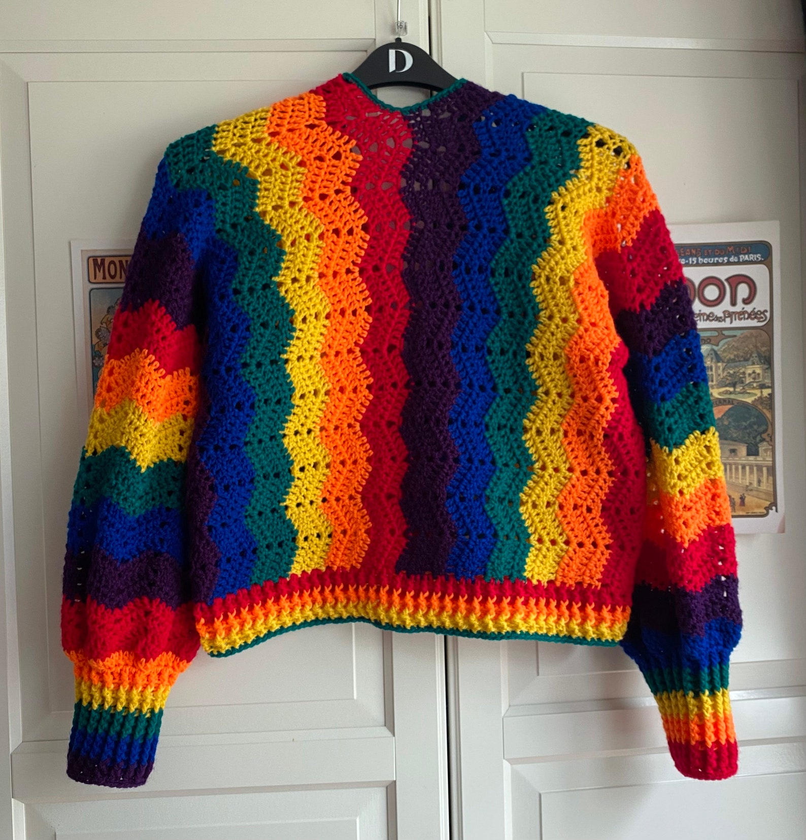 Ripple Crochet Rainbow Jacket Cardigan Medium Large - Etsy