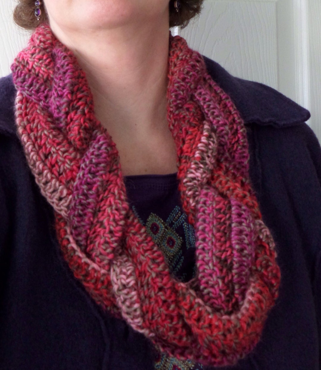 Scarf Braided Infinity Pinks Crochet - Etsy