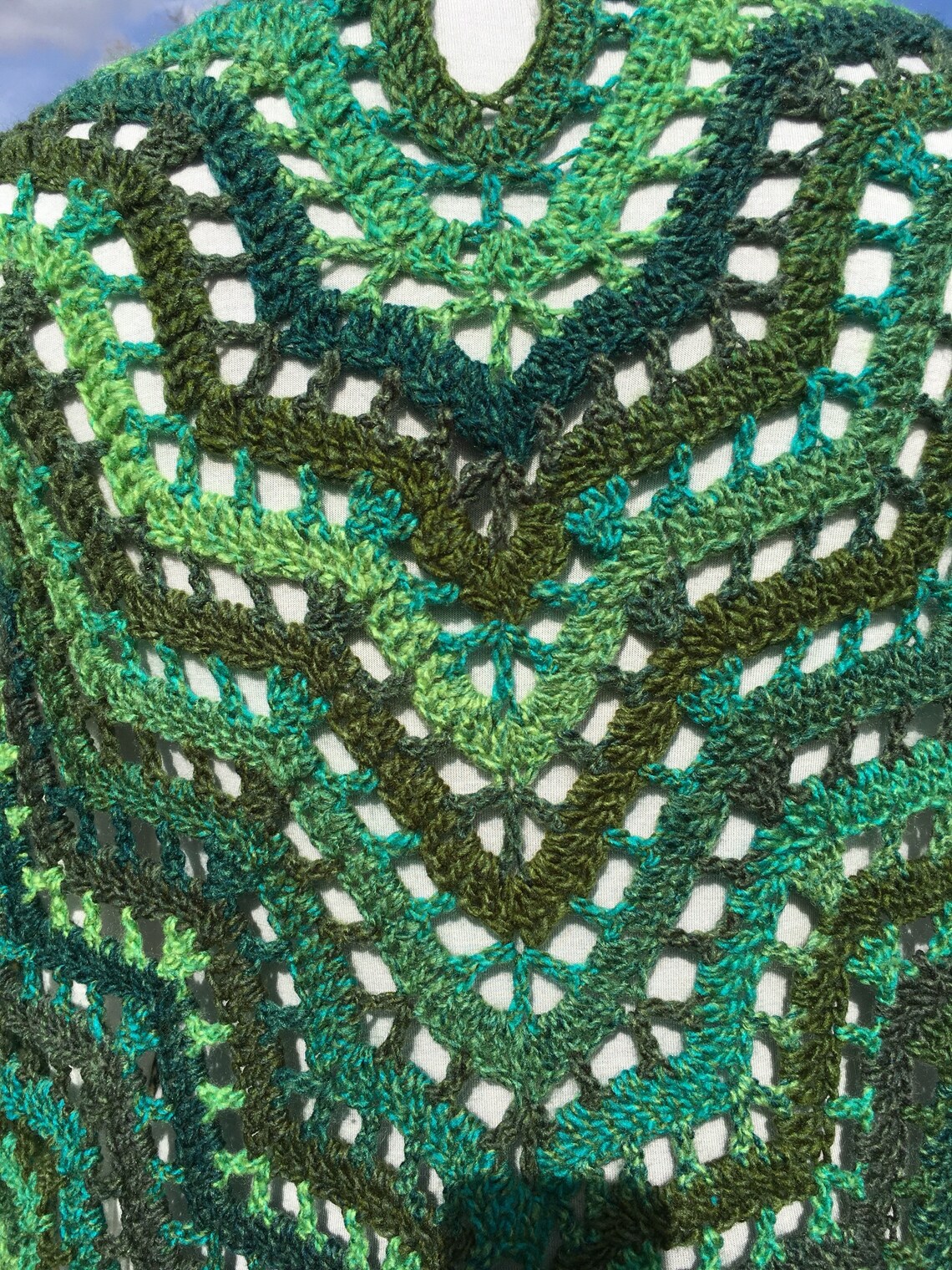 Lacy Crochet Ripple Shawl Green - Etsy